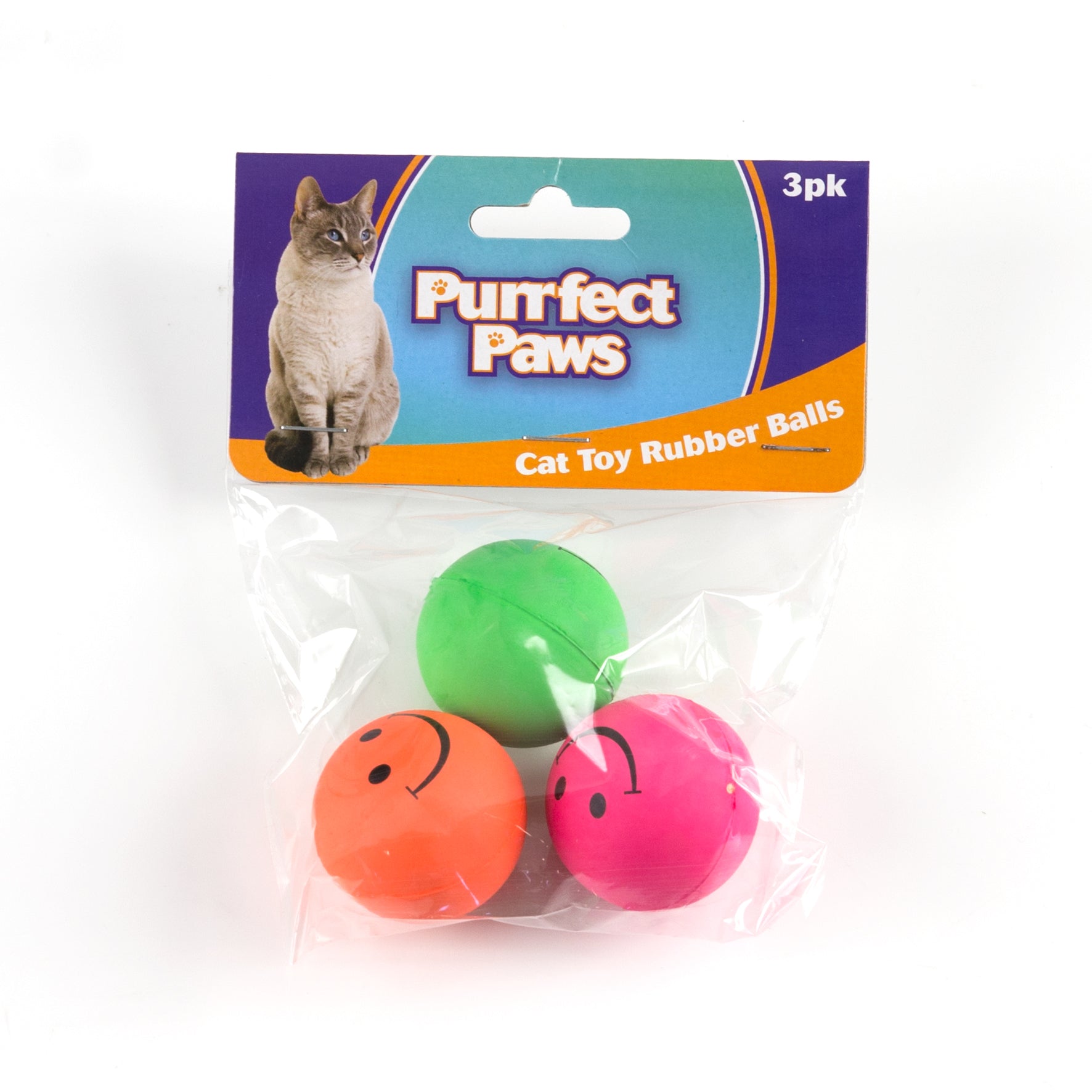 Cat Toy Smiley Face Rubber Balls Pk3 | Hot Dollar Newtown | One Stop ...