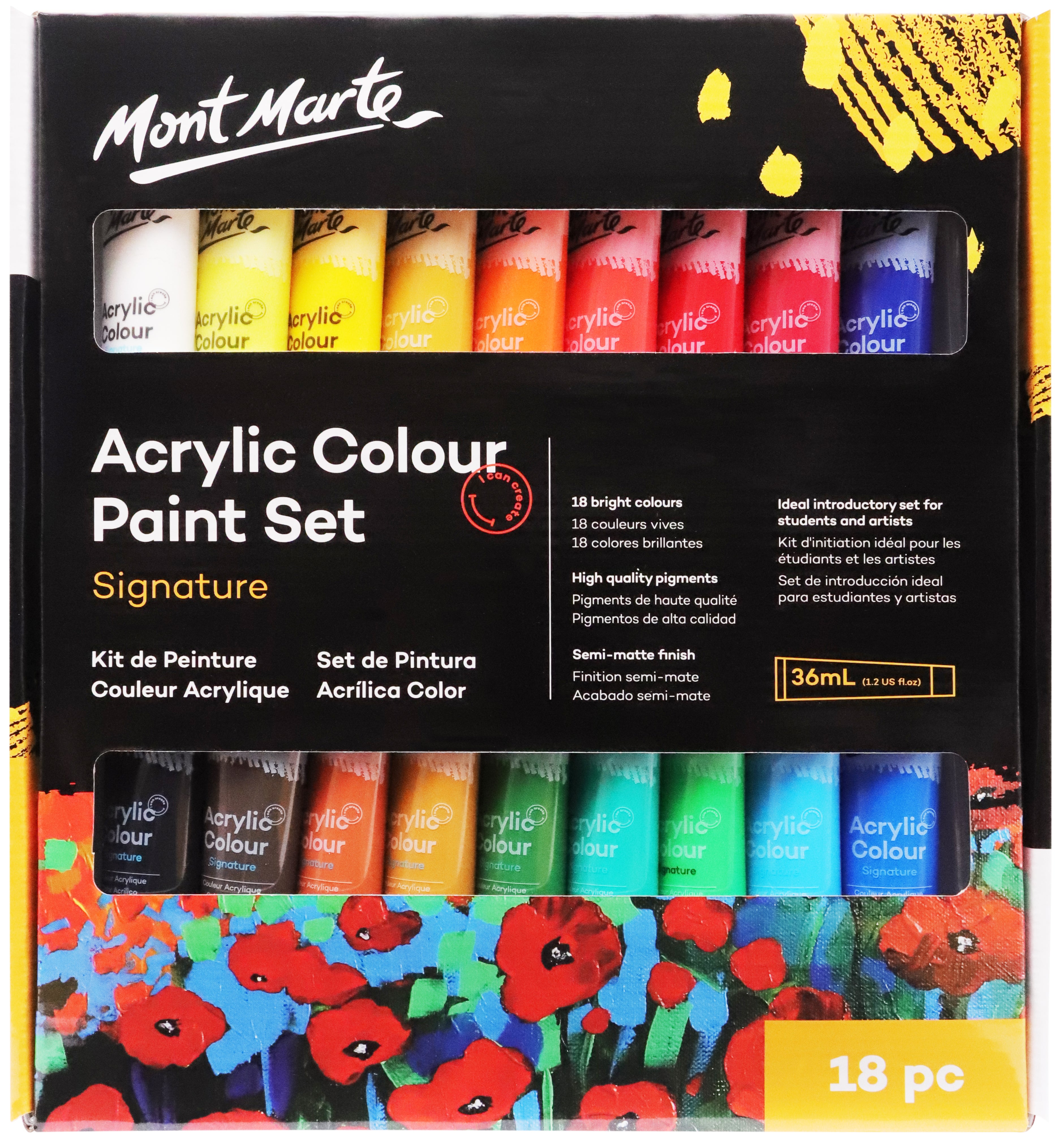 Monte Marte Acrylic Colour Paint Set 18pc x 36ml | Hot Dollar Newtown ...